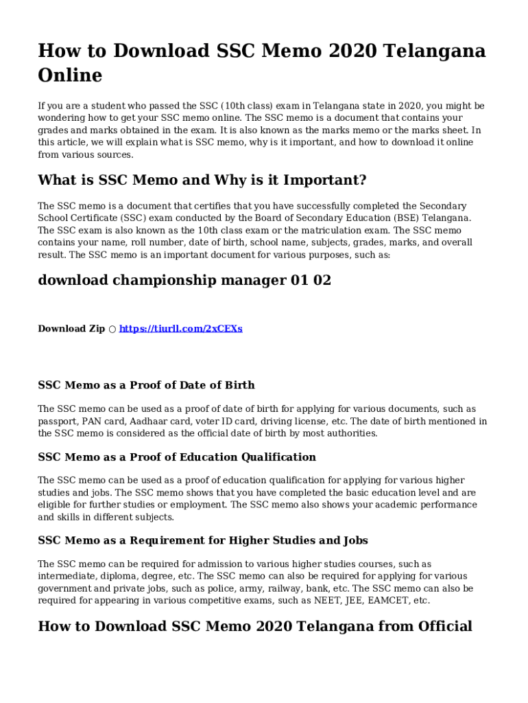 Fillable Online How to Download SSC Memo (online PDF) Telangana Fax Email Print - pdfFiller