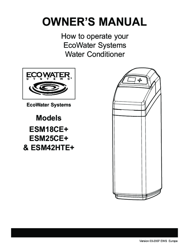 Fillable Online how to maintain and operate your Ecowater electronic ...