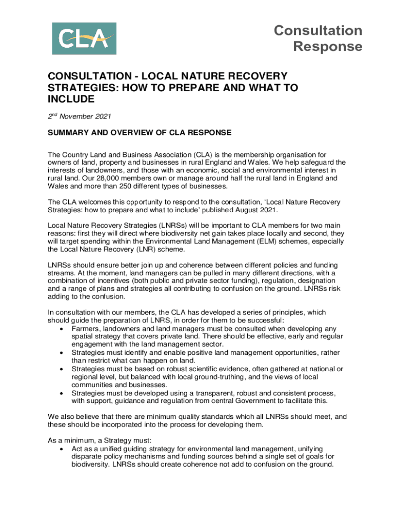 Fillable Online Local Nature Recovery Strategies: how to prepare and ...