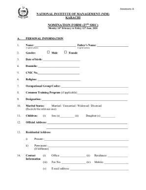 Fillable Online 27th SMC - Nomination Form Fax Email Print - pdfFiller