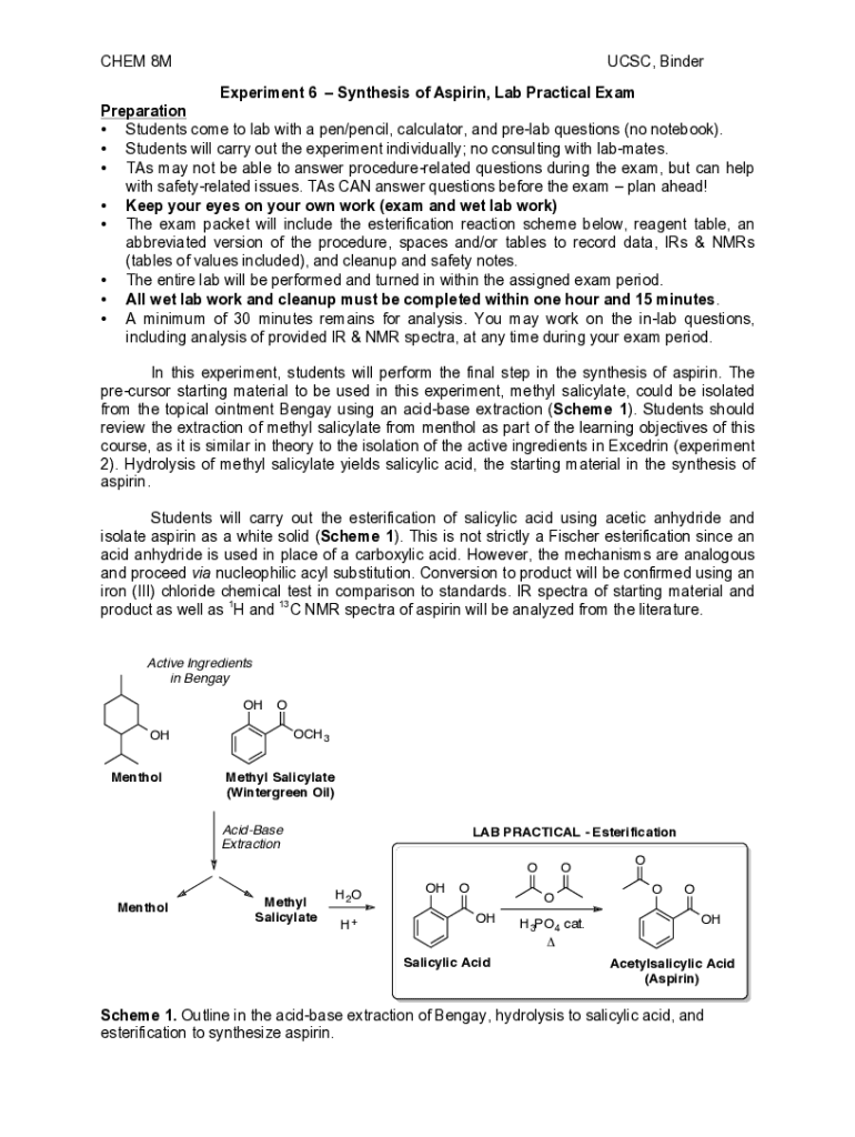 Fillable Online 126 lab 06 aspirin pre worksheet - Lab 6: Synthesis of Aspirin Fax Email Print ...