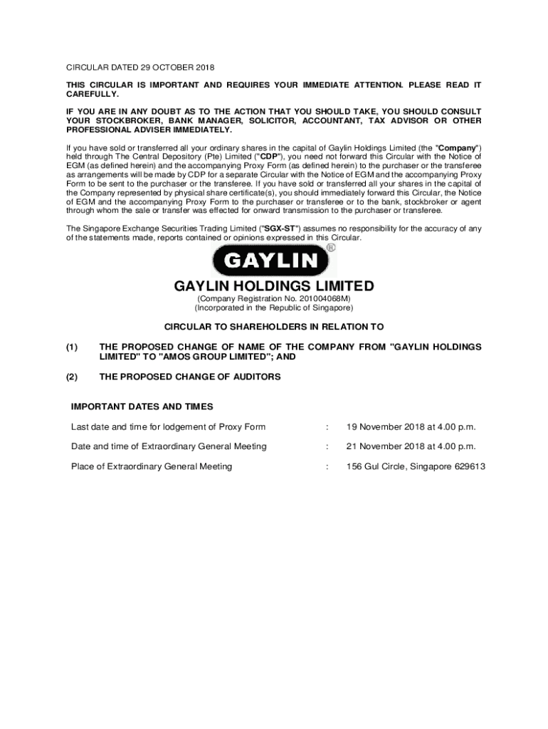 Fillable Online Gaylin - Circular for Change of Name and Change of ...
