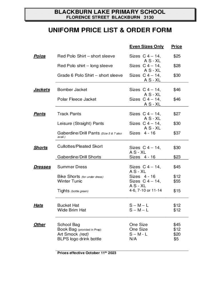 Fillable Online STUDENT SCHOOL UNIFORM POLICY Fax Email Print - pdfFiller