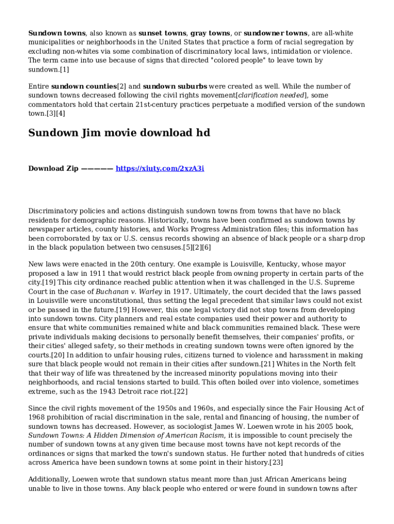 Fillable Online Solved Sundown towns, also known as sunset towns, gray Fax Email Print - pdfFiller