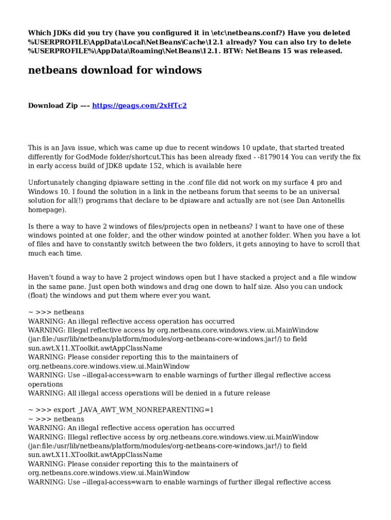 Fillable Online Netbeans Ide Processes Do Not Terminate And Cannot Be Fax Email Print