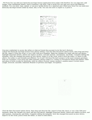 Fillable Online Kentucky marriage license application form: Fill out ...