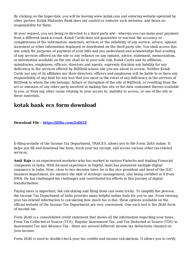 Fillable Online Kotak Bank Ecs Form Download Fax Email Print - pdfFiller