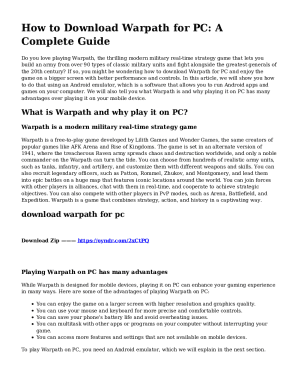 Fillable Online WARPATH Official SiteModern Military Real-Time Strategy ... Fax Email Print ...