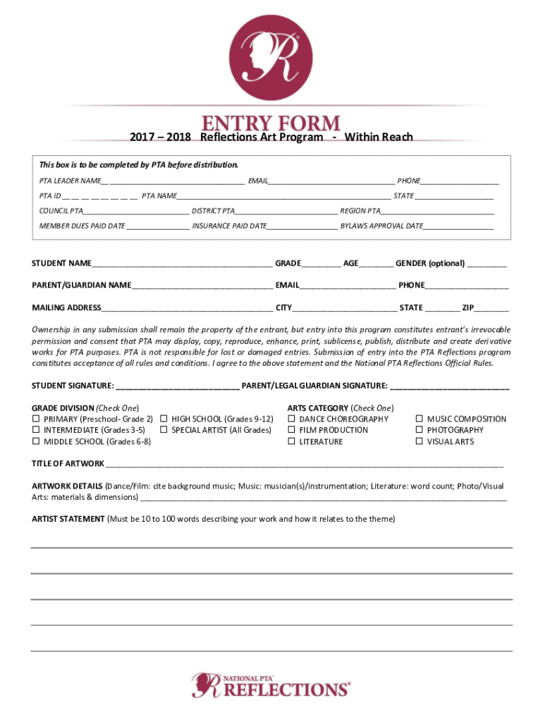 Fillable Online Within Reach STUDENT ENTRY FORM Fax Email Print - pdfFiller