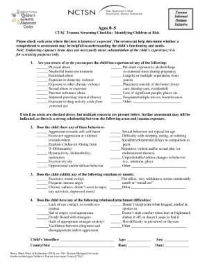 Fillable Online Trauma Screening Checklist: Identifying Children at Risk Fax Email Print - pdfFiller