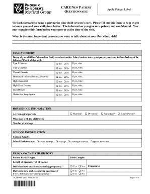Fillable Online CARE Clinic Questionnaire Fax Email Print - pdfFiller