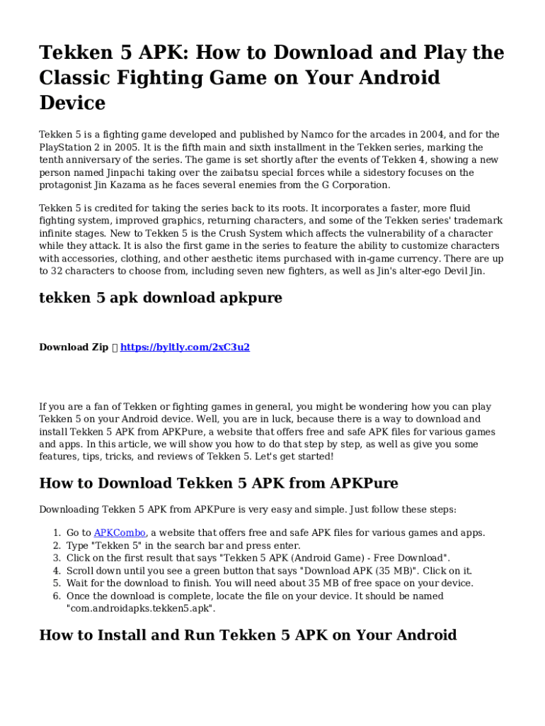 Fillable Online How to Download Tekken 5 on Android Fax Email Print - pdfFiller