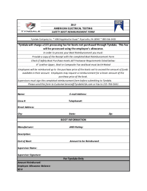 Fillable Online SAFETY BOOT REIMBURSEMENT FORM 6" ... Fax Email Print ...
