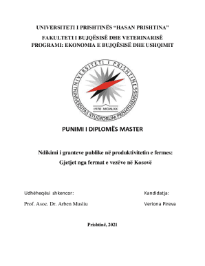 Fillable Online PUNIMI I DIPLOMS MASTER - Universiteti Fax Email Print ...