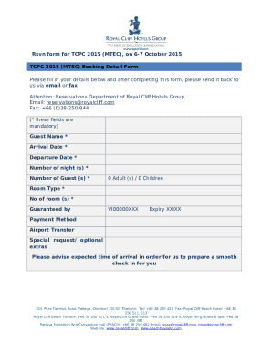 Booking Detail Doc Template | pdfFiller