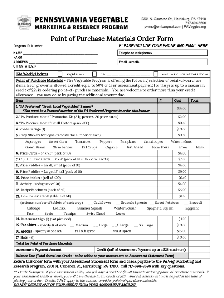 Fillable Online IPM Information & Point of Purchase Order Form Fax ...