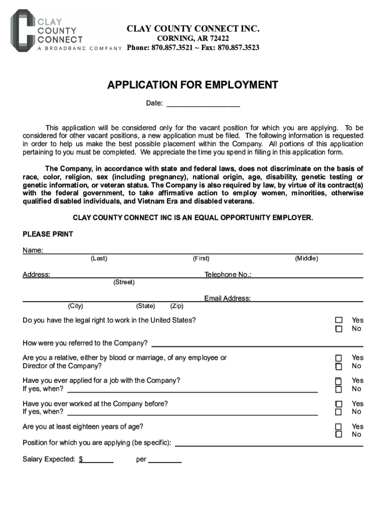 Fillable Online CLAY COUNTY ELECTRIC COOPERATIVE CORP. Fax Email Print - pdfFiller