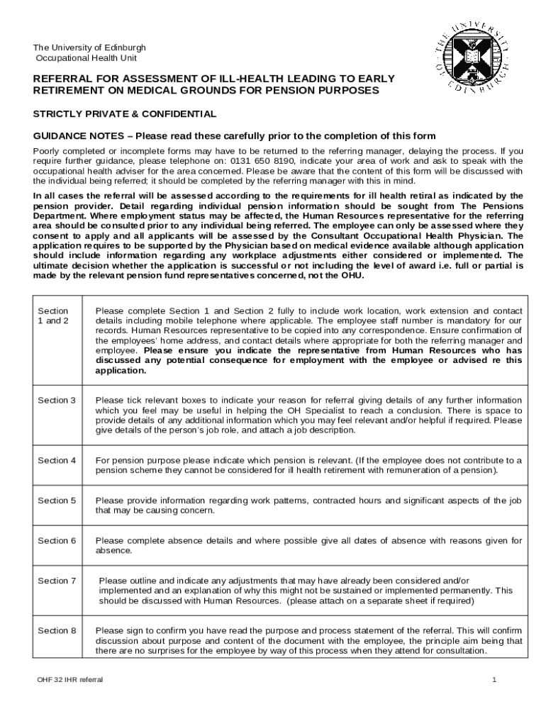 Ill-health retirement assessmentOccupational Health Service Doc ...