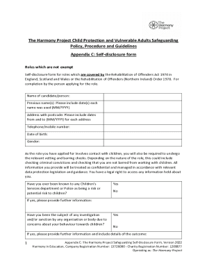 Fillable Online Appendix C: Self-disclosure form Fax Email Print ...