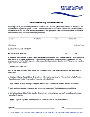Fillable Online Race and Ethnicity Information Form Fax Email Print ...