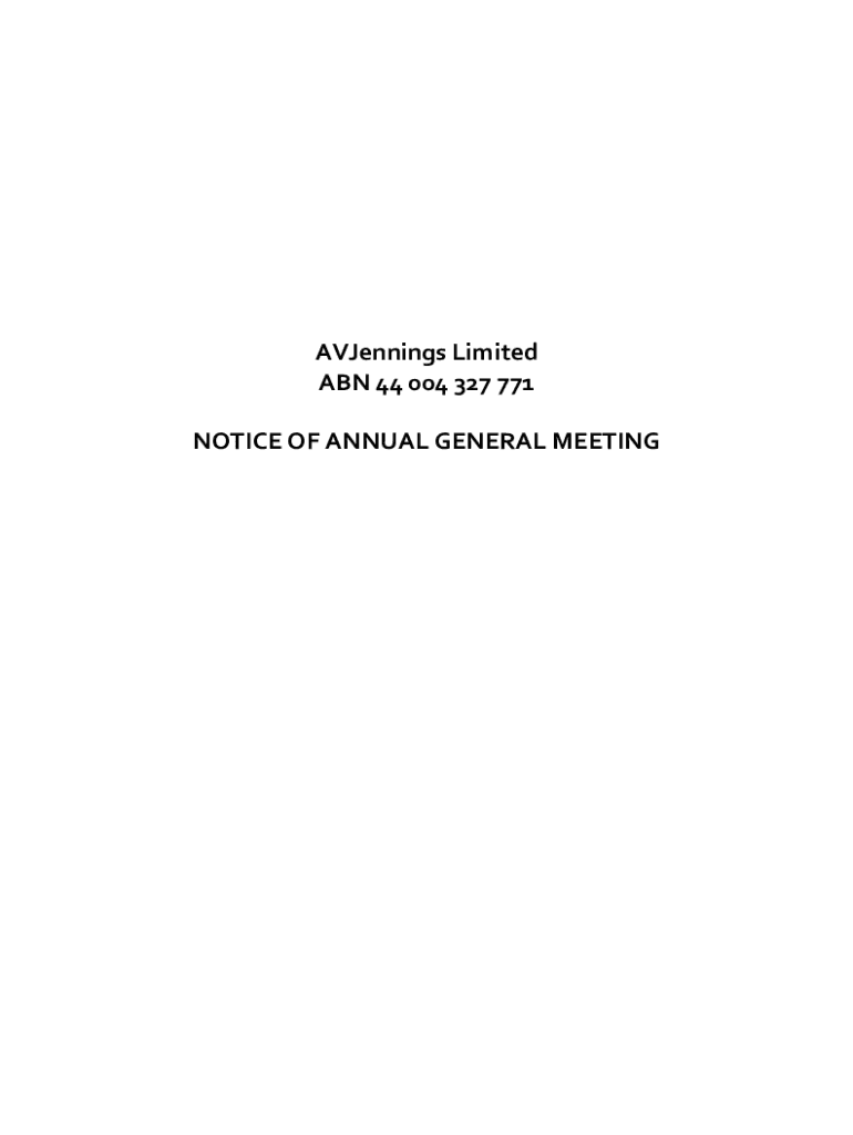 Fillable Online AVJennings Limited ABN 44 004 327 771 NOTICE OF ... Fax ...