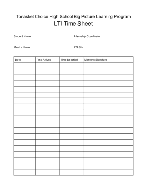 Fillable Online TCHS LTI Time Sheet Fax Email Print - pdfFiller