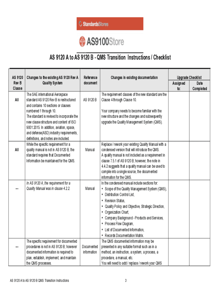 Fillable Online AS9120 Rev A to AS9120 Rev B All-in-One Documentation ... Fax Email Print ...