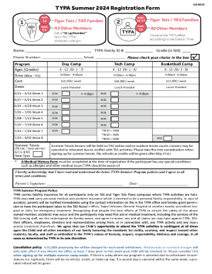 Fillable Online Summer Registration Form 2024 copy Fax Email Print ...