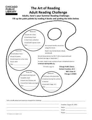 Fillable Online The Art of Reading Adult Reading Challenge Fax Email ...