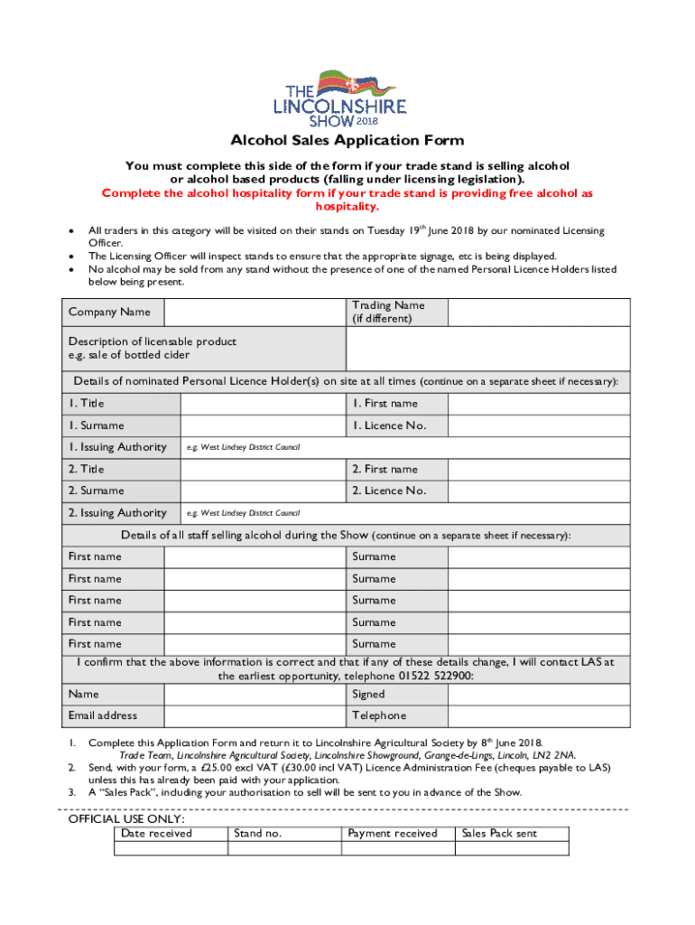 Fillable Online Alcohol Sales Application Form Fax Email Print - pdfFiller