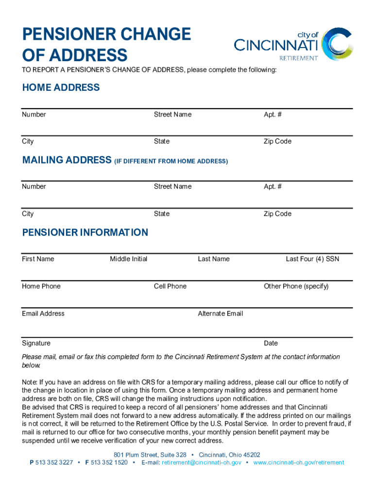 Fillable Online PFRS RETIREE CHANGE OF ADDRESS FORM - NJ.gov Fax Email ...