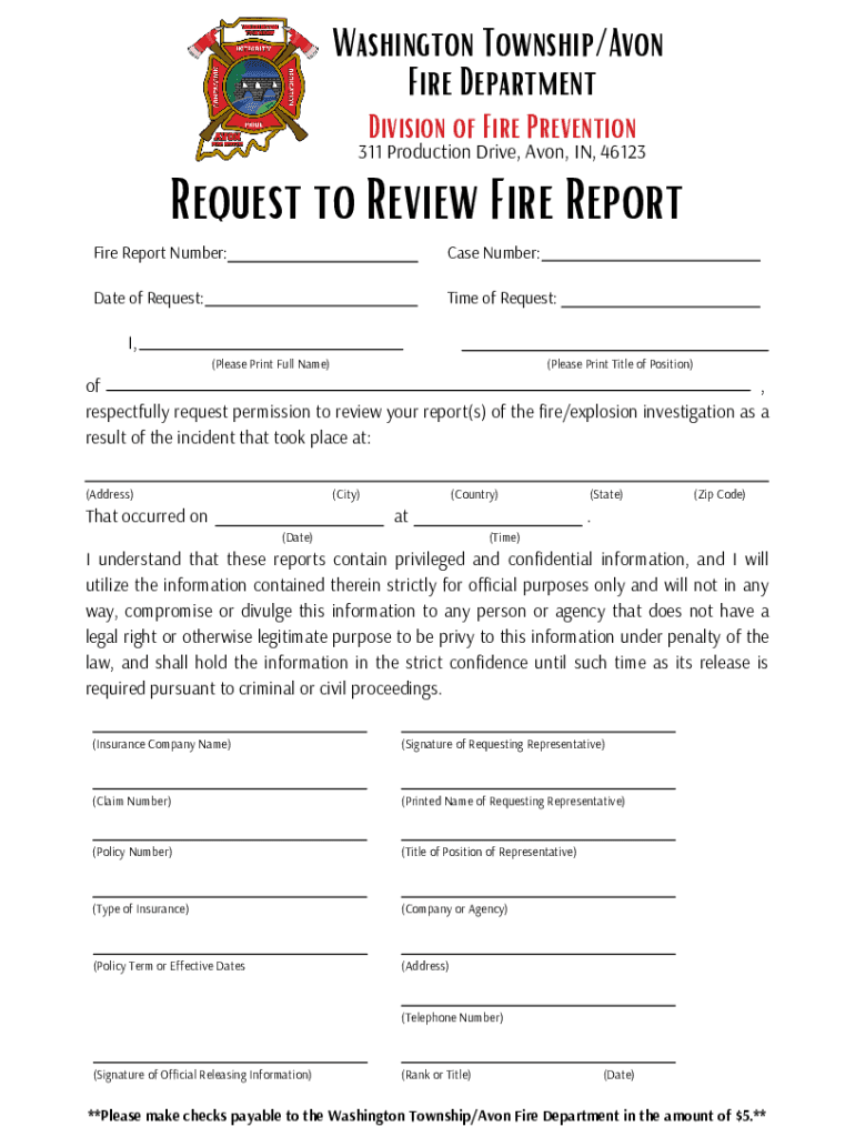 Fillable Online Incident report request - Avon Fire & Rescue Service ...