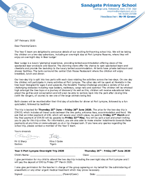 Fillable Online The Year 5 team are delighted to announce details of ...