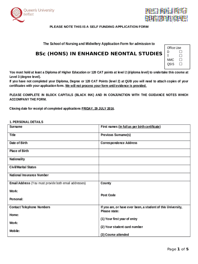 BSc (Hons) Professional Development in Neonatal Care Doc Template ...