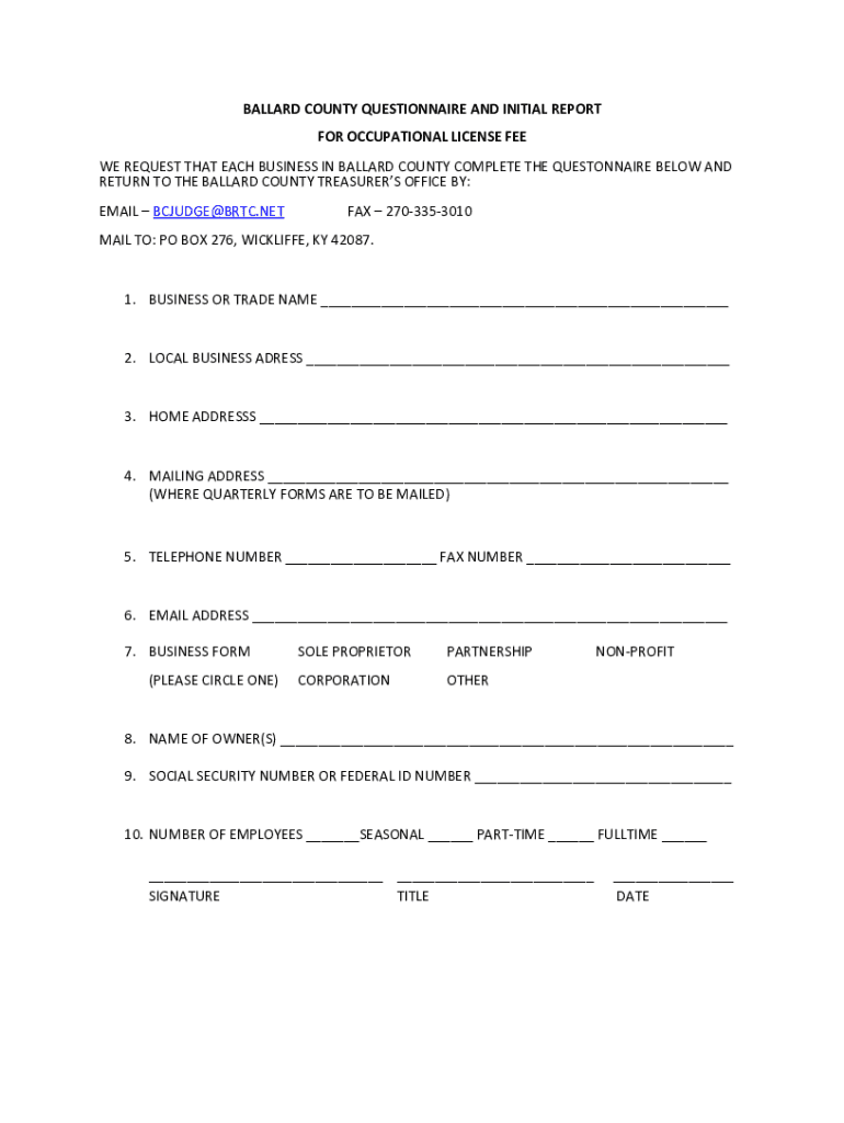 Fillable Online Ballard County Forms Fax Email Print - pdfFiller