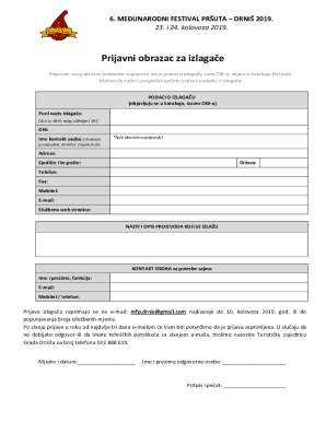 Fillable Online Prijavni obrazac za izlagae Fax Email Print - pdfFiller
