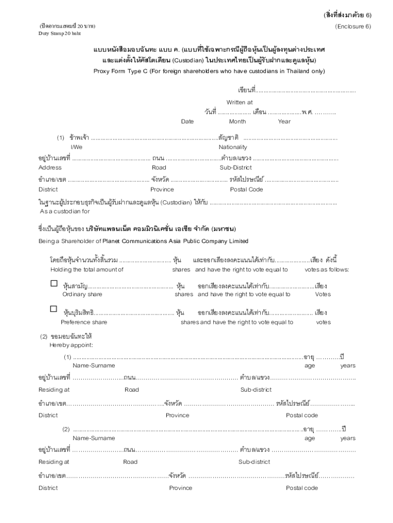 Fillable Online Enclosure No. 6 Shareholder's Registration No. Written ...