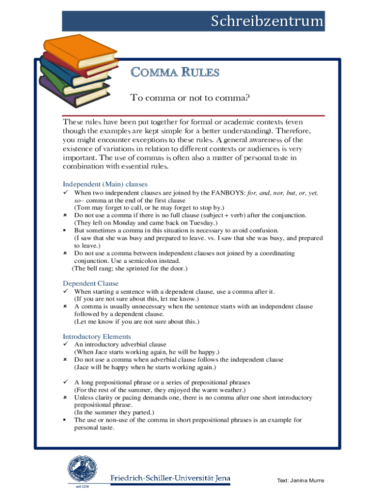 Fillable Online Academic writing tips: How to use Commas and Semicolons ...