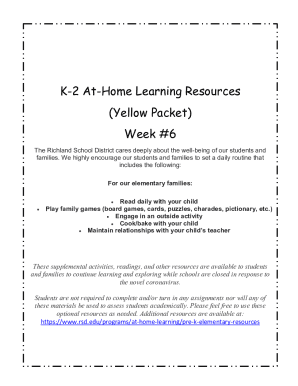 Fillable Online K-2 At-Home Learning Resources (Yellow Packet) Week #2 ...