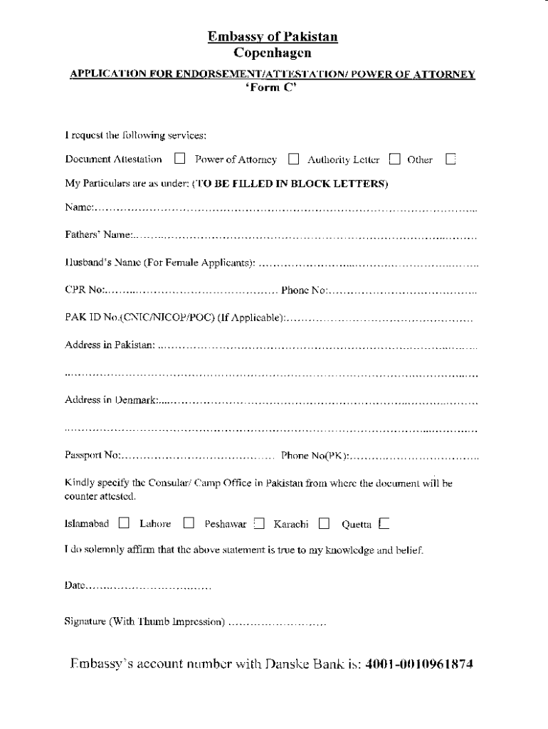 Fillable Online Power Of Attorney Pakistan Embassy Pdf - Fill Online ...