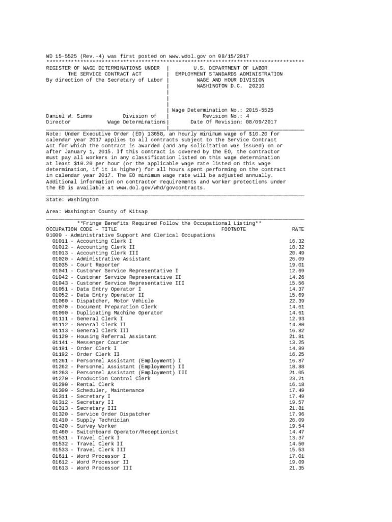 Wage Determinations Service Contract Act WD # 2015-5625 Doc Template ...