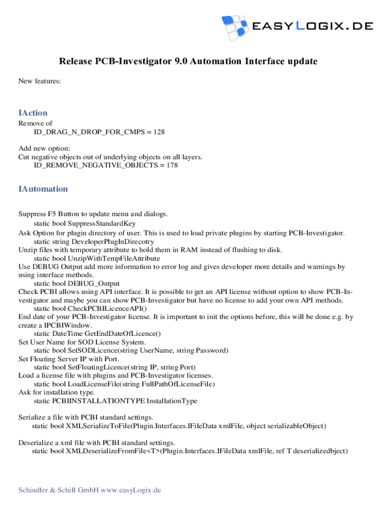 Fillable Online Release PCB-Investigator 9.0 Automation Interface update Fax Email Print - pdfFiller