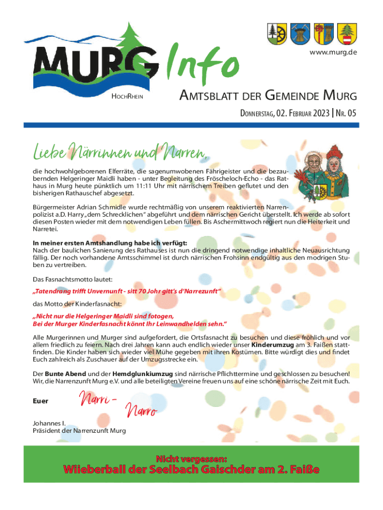 Ausfüllbar Online amtsblatt der gemeinde murg Fax Email Drucken - pdfFiller