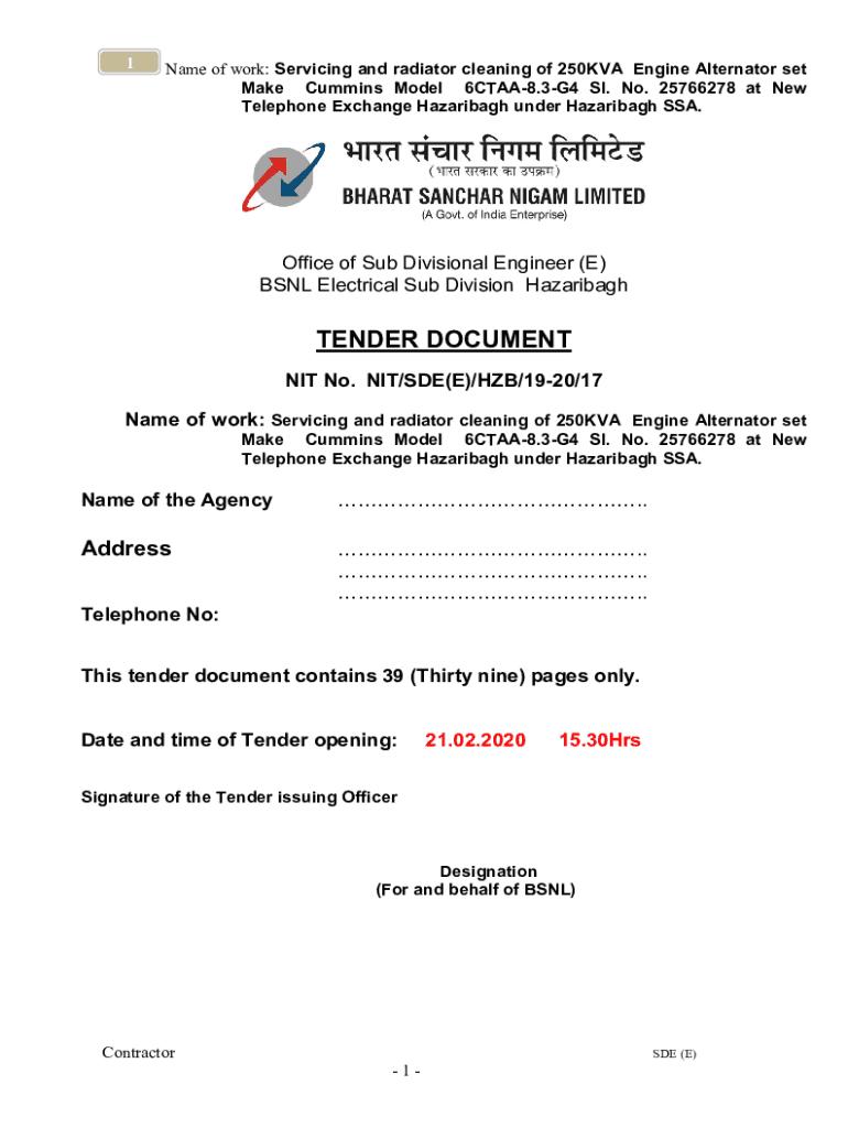 Fillable Online jharkhand bsnl co A042J408 GTA 855e Engine ...