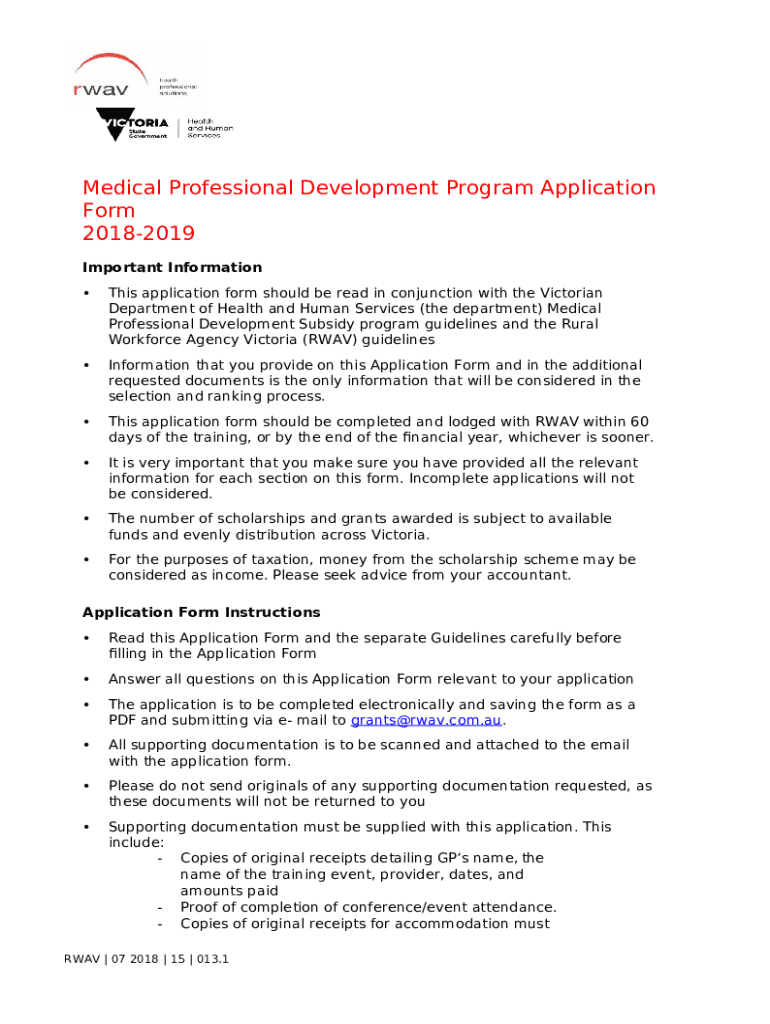 Medical Professional Development Program Application Doc Template ...