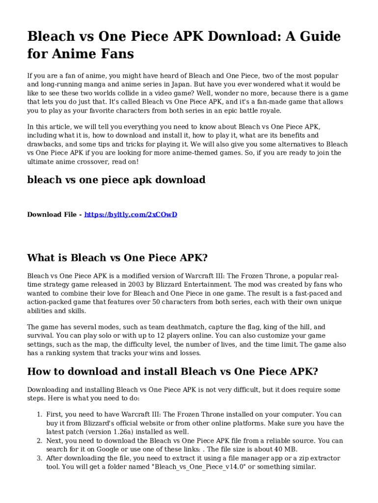 Fillable Online Bleach vs One Piece 15.0: The Ultimate Anime Battle Map ...