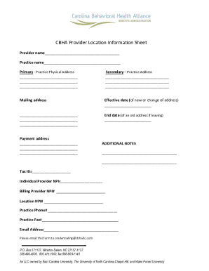 Fillable Online CBHA Provider Manual Preference Fax Email Print - pdfFiller