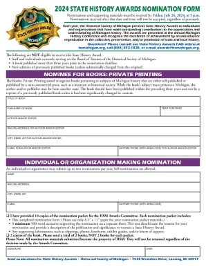 Fillable Online 2024 SSE Awards Nomination Form Fax Email Print - pdfFiller