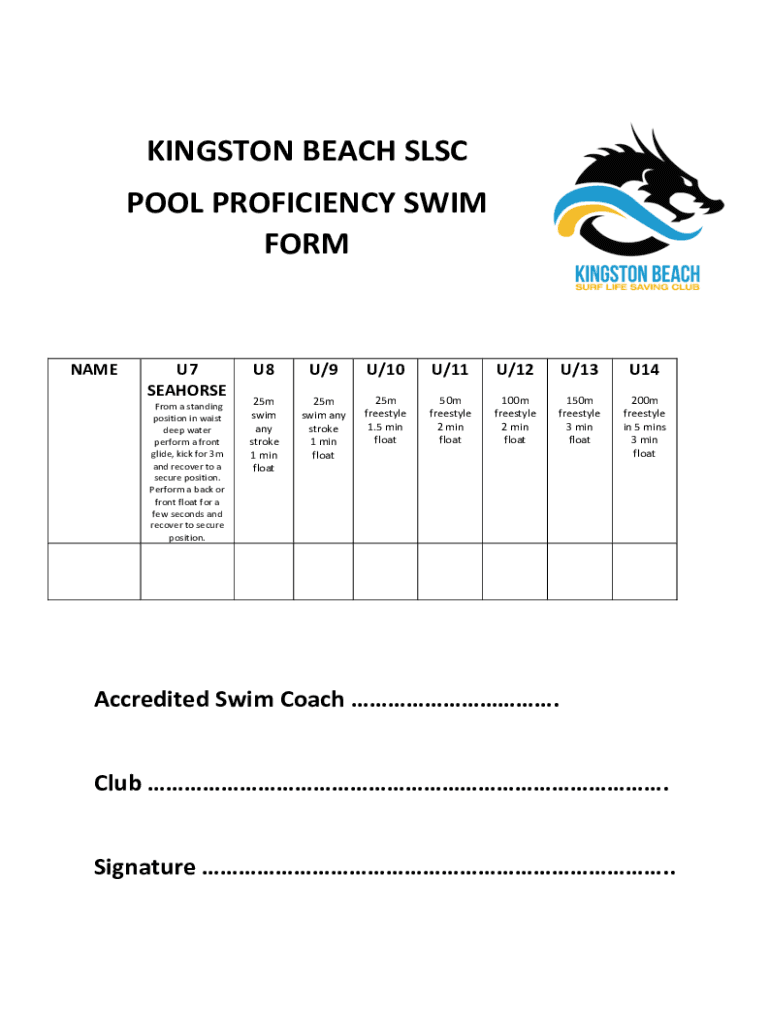 Fillable Online Pool proficiency form.docx Fax Email Print - pdfFiller