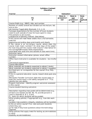 Example Course Syllabus Template Doc Template | pdfFiller